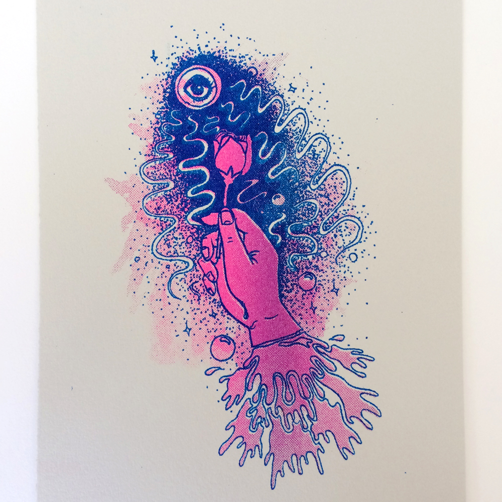 2-Color Risograph Prints from Bay Area -made Zine, Ritual - J. Sayuri